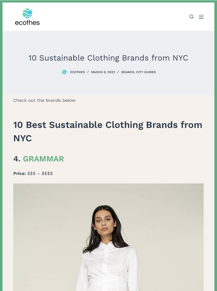 EClothes - 10 Sustainable Clothing Brands from NYC - March 9, 2022 ...